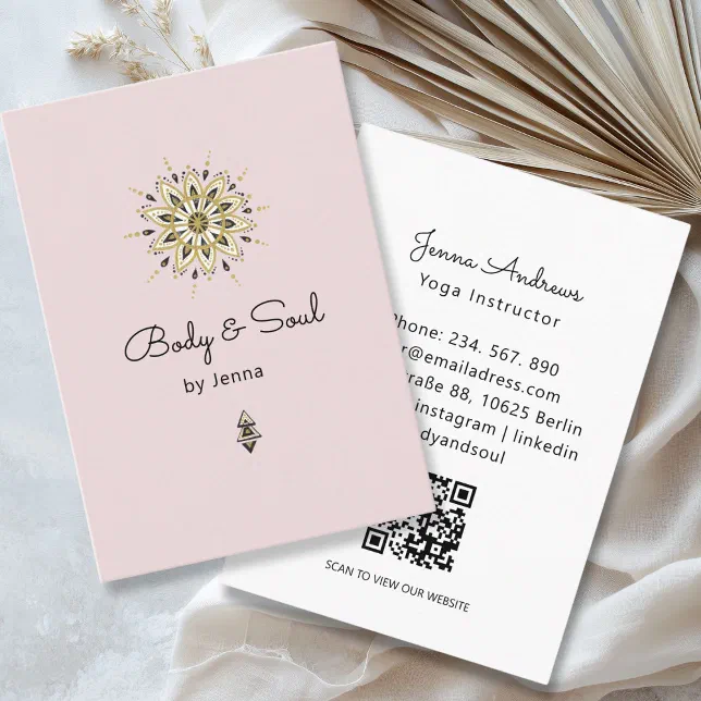 Modern Yoga Massage Wellness QR Code Business Card | Zazzle