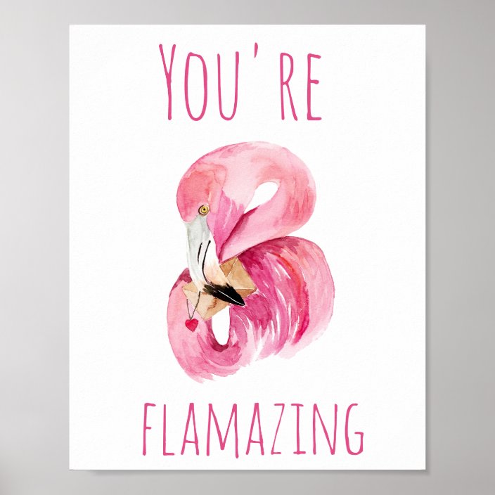 Modern You Are Flamazing Beauty Pink Flamingo Poster | Zazzle.com