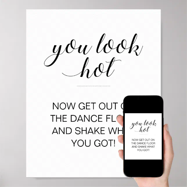 Modern You Look Hot Wedding Bathroom Sign | Zazzle