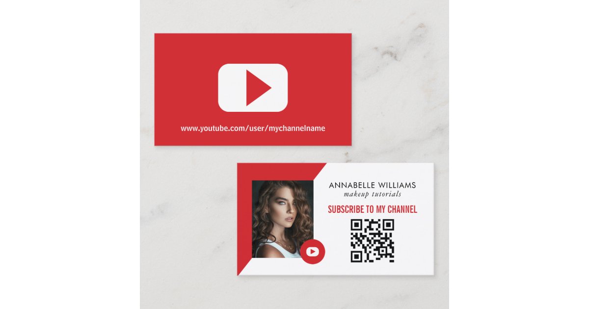 Modern YouTube Photo Business Card | Zazzle