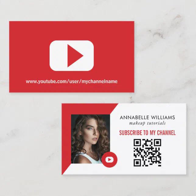 Modern YouTube Photo Business Card | Zazzle