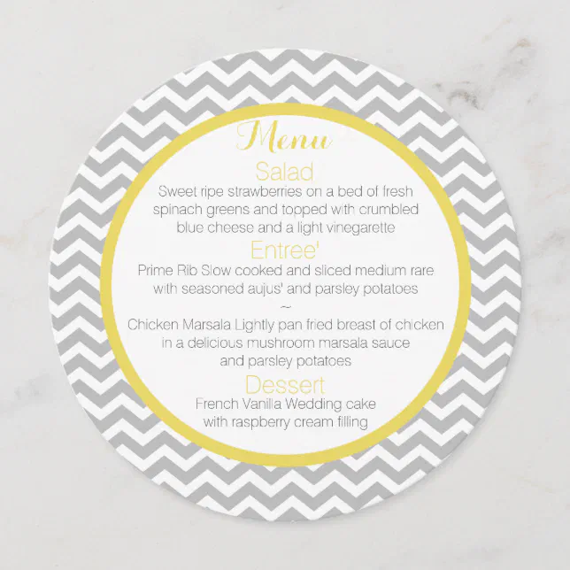 Modern Zigzag Pattern Round Menu | Zazzle