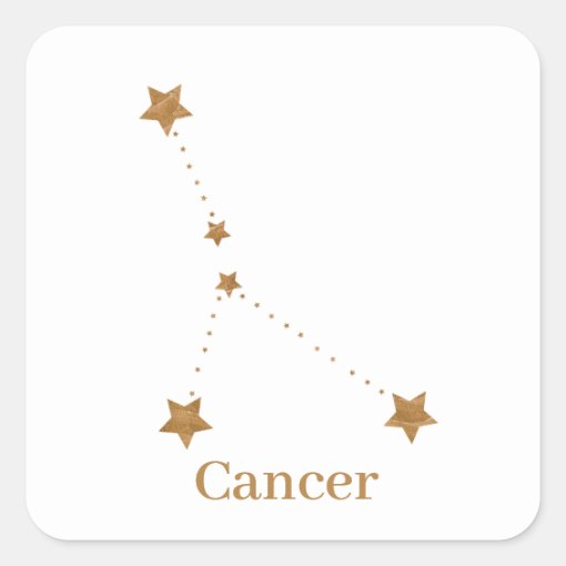Modern Zodiac Sign Gold Cancer | Element Water Square Sticker | Zazzle