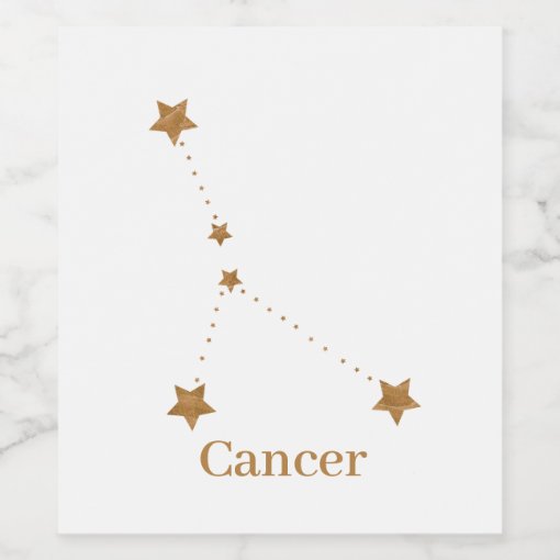 Modern Zodiac Sign Gold Cancer | Element Water Wine Label | Zazzle