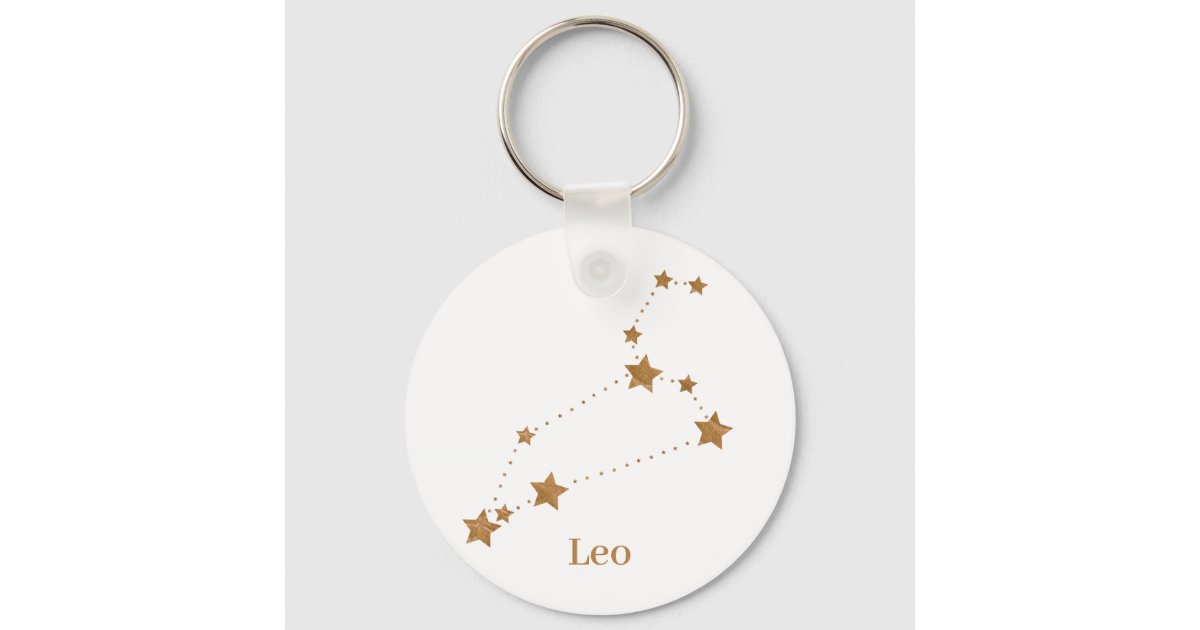 Modern Zodiac Sign Gold Leo | Element Fire Keychain | Zazzle