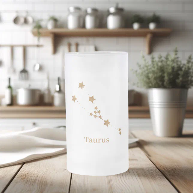 Modern Zodiac Sign Gold Taurus | Element Earth Frosted Glass Beer Mug ...