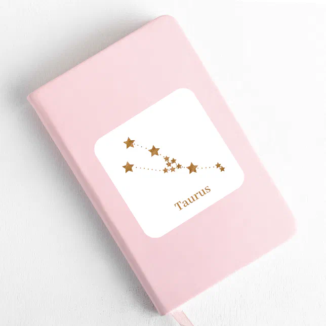 Modern Zodiac Sign Gold Taurus | Element Earth Square Sticker | Zazzle