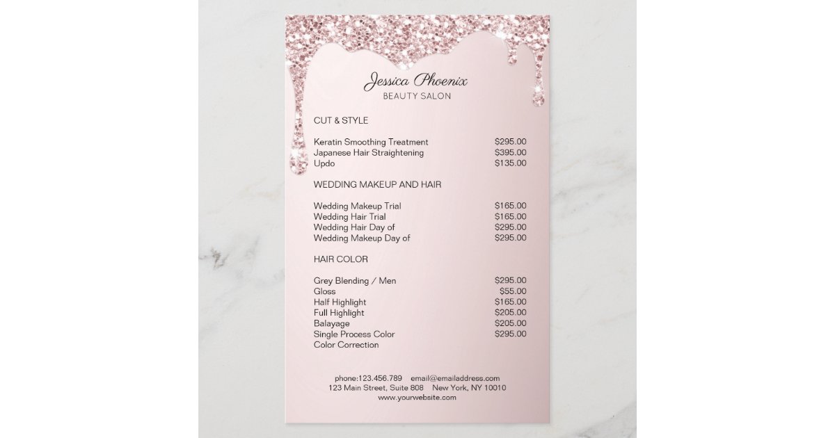 Moderner Glamour Rosa Glitzer sinkt Flyer | Zazzle