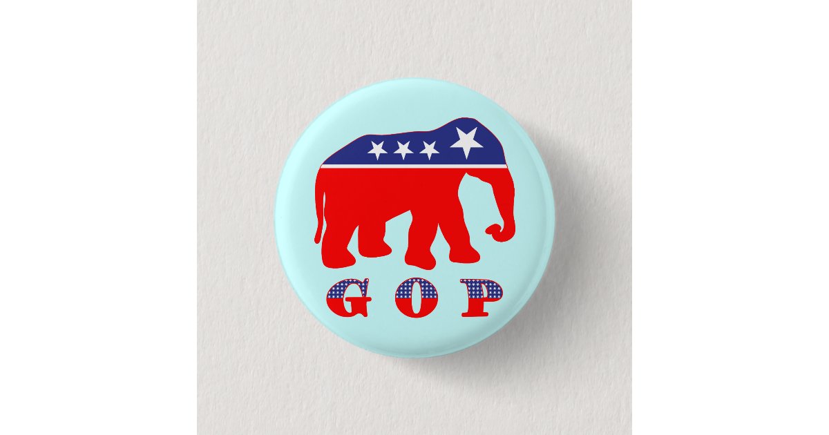 Modernized GOP Elephant Pinback Button | Zazzle