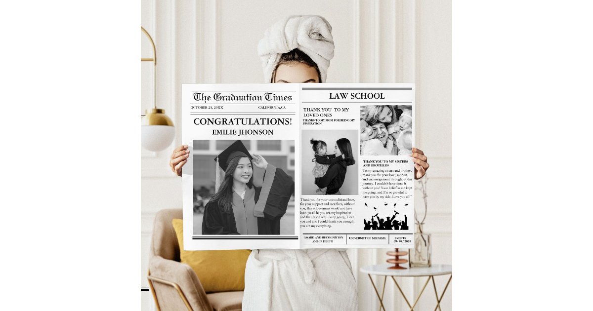 ModernMinimalist College Graduation Newspaper Invitation | Zazzle