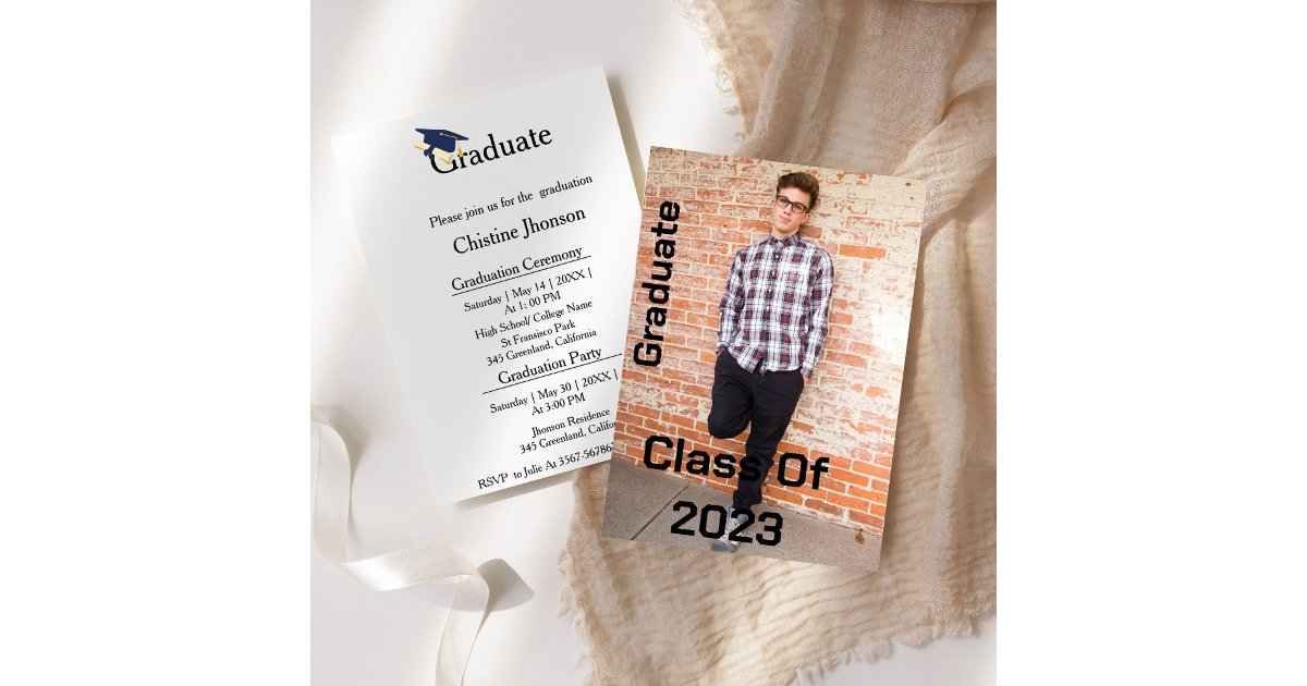 Modernscript graduation ceremony class Of 2023 Announcement | Zazzle