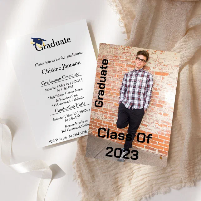 Modernscript graduation ceremony class Of 2023 Announcement | Zazzle