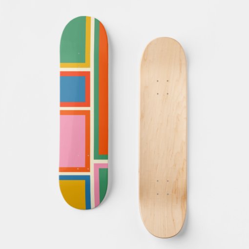 Modular Retro Modern Colorful Geometric Abstract Skateboard | Zazzle