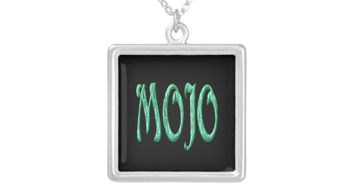 Mojo black silver plated square necklace | Zazzle