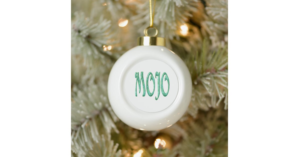 Mojo white ceramic Christmas ball ornament | Zazzle