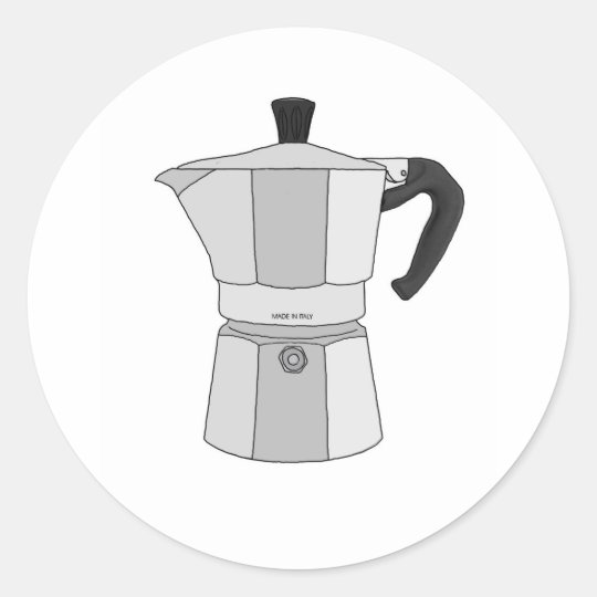 Moka coffee pot classic round sticker | Zazzle.com