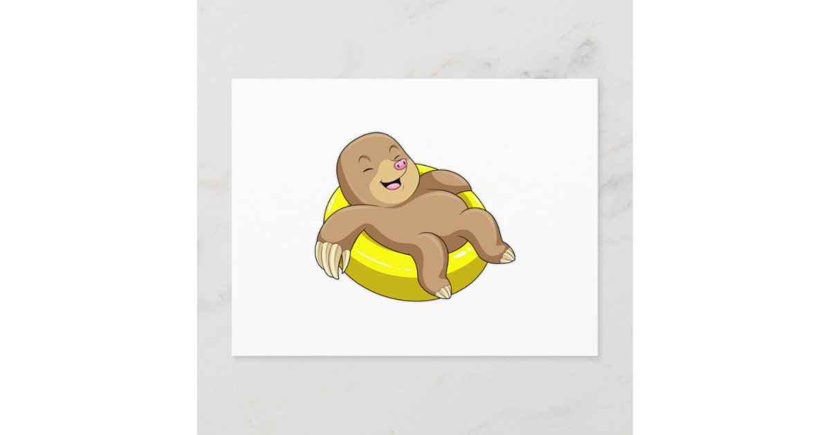 Mole at Swimming with Lifebuoy Postcard | Zazzle