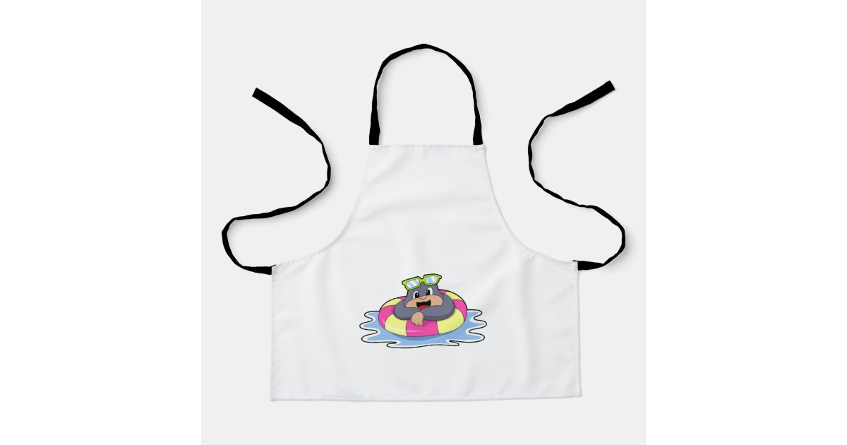 Mole at Swimming with Swim ring.PNG Apron | Zazzle