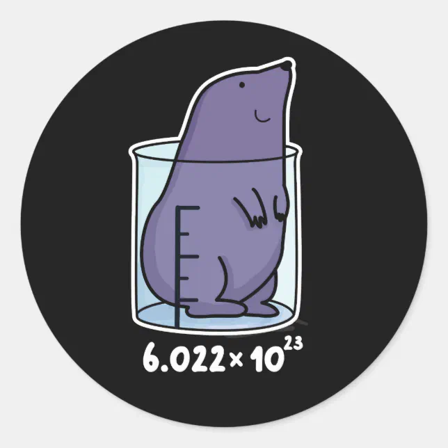 Mole Equation Funny Mole In A Beaker Pun Dark BG Classic Round Sticker ...