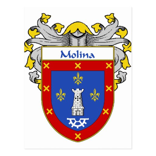 Molina Coat of Arms/Family Crest (Mantled) Postcard | Zazzle