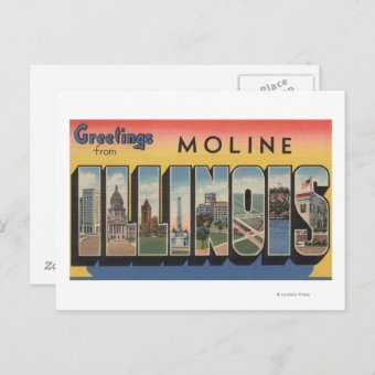Moline, Illinois - Large Letter Scenes Postcard | Zazzle