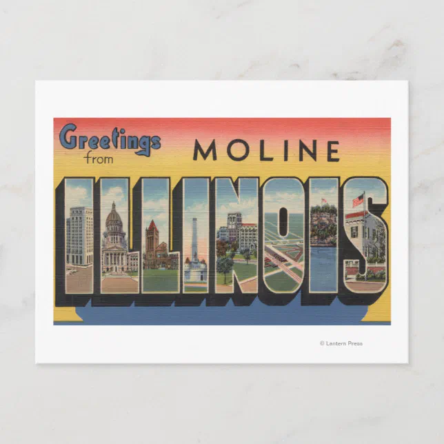 Moline, Illinois - Large Letter Scenes Postcard | Zazzle
