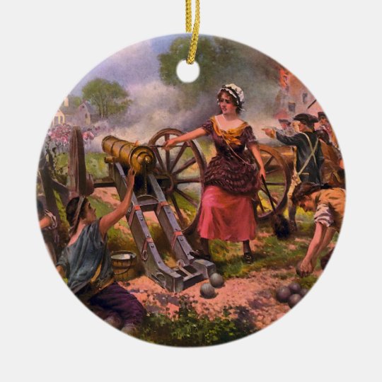 Molly Pitcher Firing Cannon At Battle Of Monmouth Ceramic Ornament