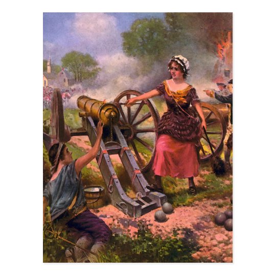 Molly Pitcher Firing Cannon at Battle of Monmouth Postcard | Zazzle.com
