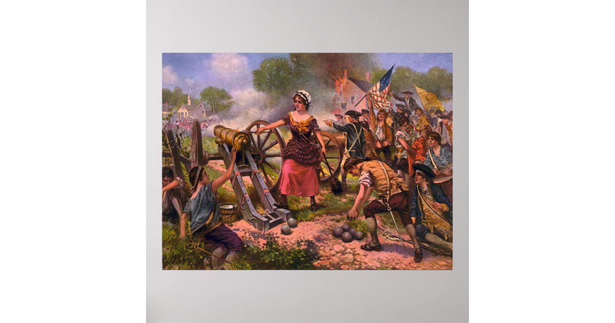 Molly Pitcher Firing Cannon at Battle of Monmouth Poster | Zazzle
