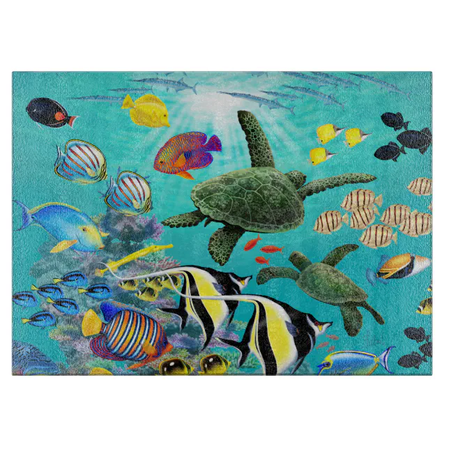 Molokini Cove Hawaiian Tropical Fish Sea Turtle Cutting Board | Zazzle