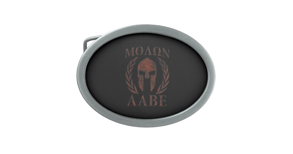 Molon Labe Iron Warrior Laurels Oval Belt Buckle | Zazzle