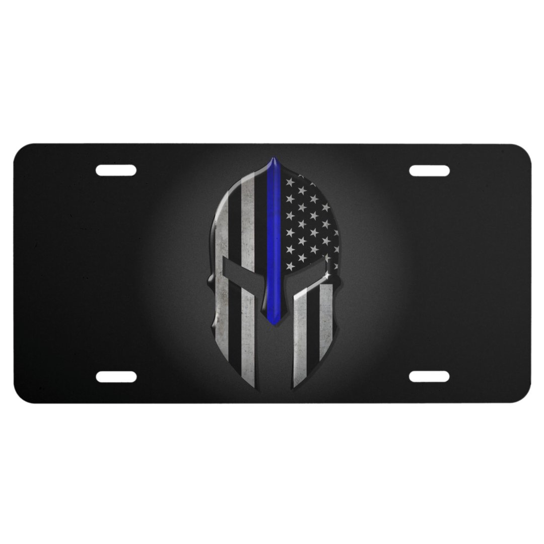 Molon Labe Thin Blue Line License Plate | Zazzle