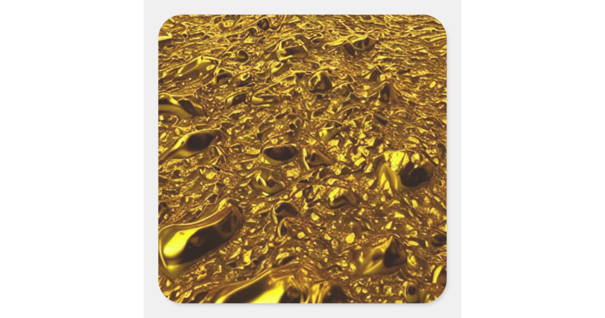 Molten Gold Square Sticker | Zazzle