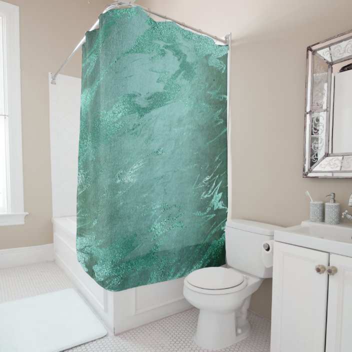 Molten Jade | Emerald Green Luxury Marble Shower Curtain | Zazzle.com