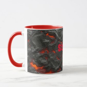 Molten lava volcano black and red mug | Zazzle