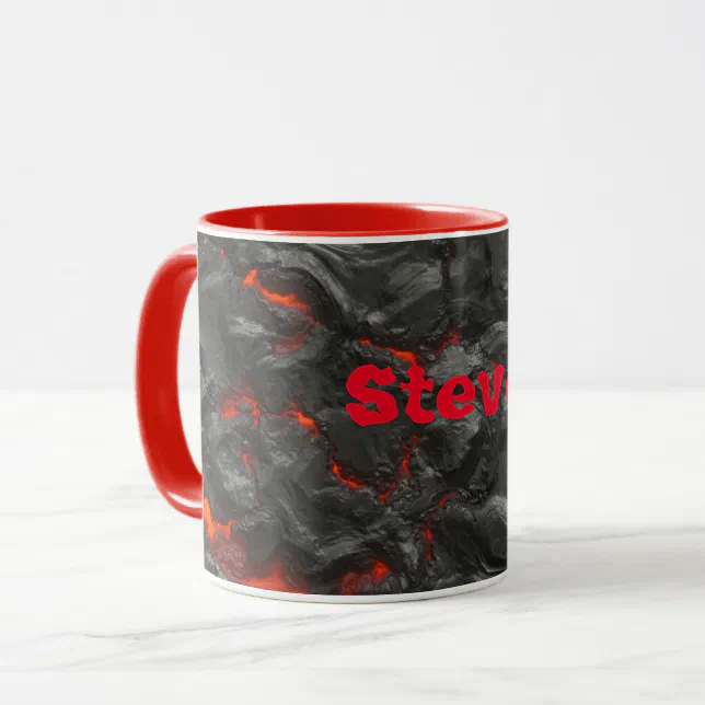 Molten lava volcano black and red mug | Zazzle