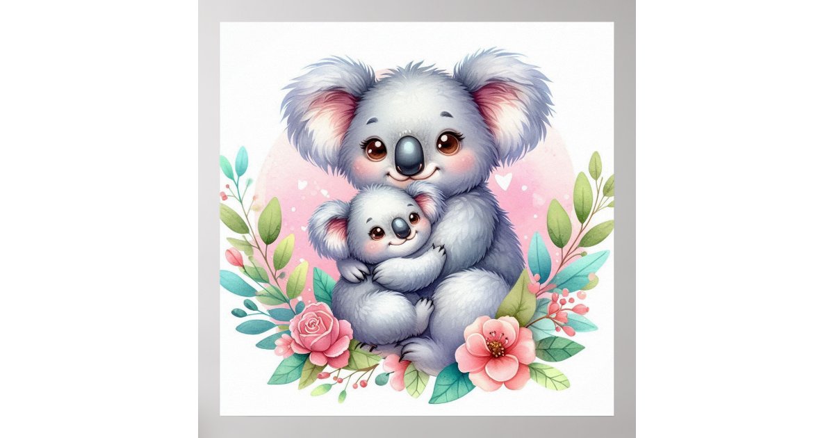 Mom and Baby Koala Bear Poster | Zazzle