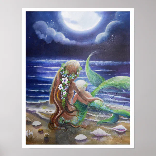 Mom and Baby mermaids Poster | Zazzle