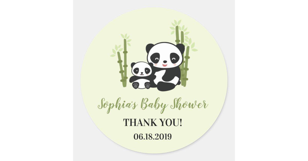 Mom and Baby Panda Bear Baby Shower Sticker | Zazzle