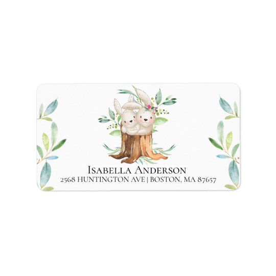 Mom & Baby Bunny Baby Shower Address Label | Zazzle.com