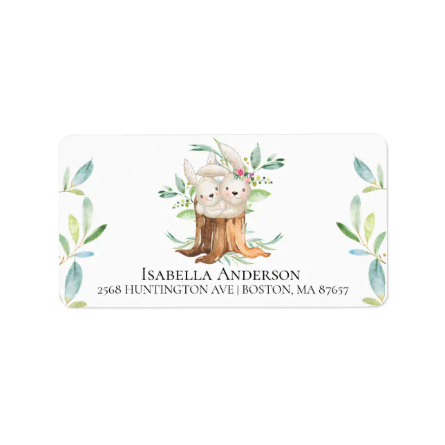Mom & Baby Bunny Baby Shower Address Label | Zazzle