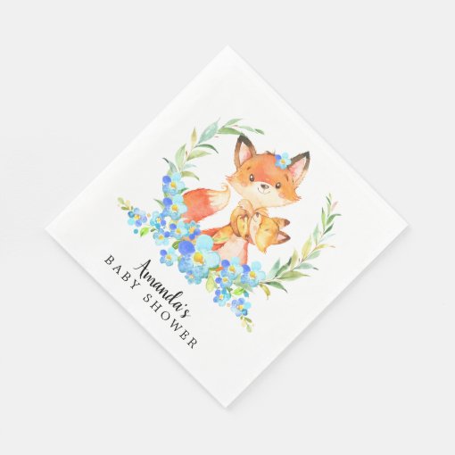 Mom & Baby Fox Boys Shower Paper Napkins | Zazzle