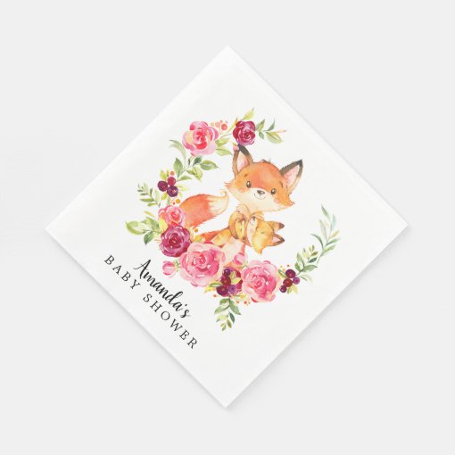 Mom & Baby Fox Girls Shower Paper Napkins | Zazzle