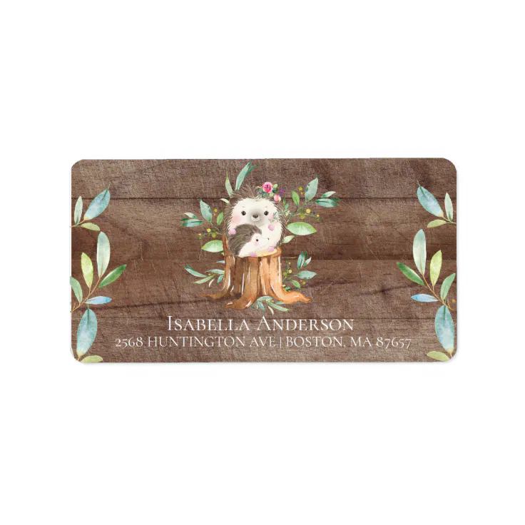 Mom & Baby Hedgehog Baby Shower Address Label | Zazzle
