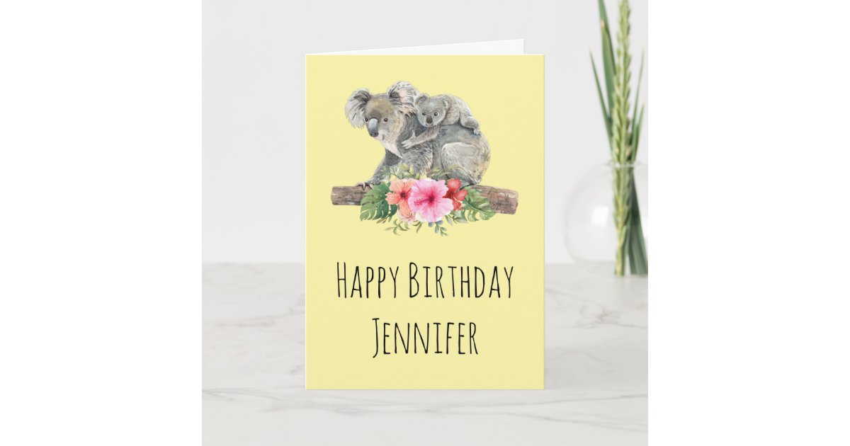 Mom & Baby Koala Bears Cute Watercolor Card | Zazzle