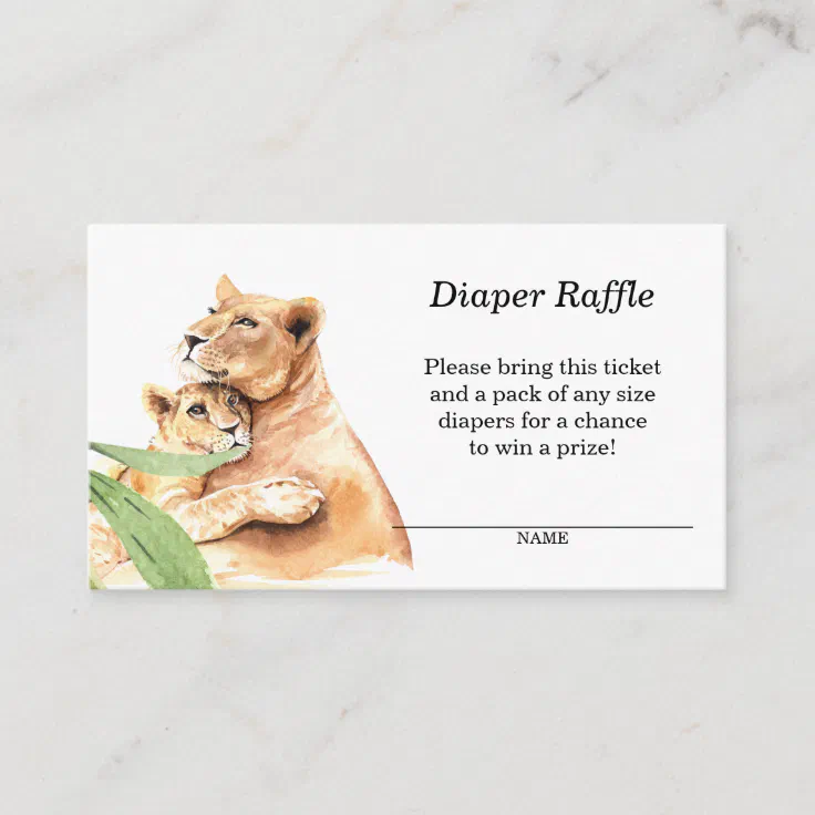 Mom & Baby Tiger Baby Diaper Raffle Enclosure Card | Zazzle