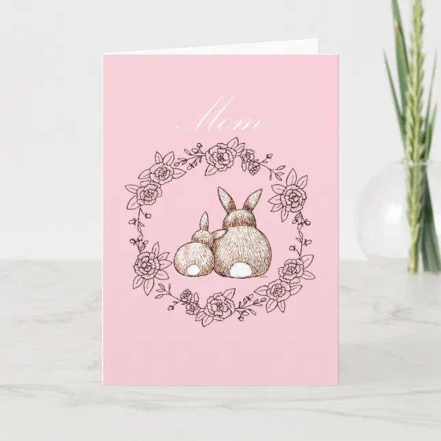 Mom Birthday, Mother's day, cute bunnies mommy Card | Zazzle