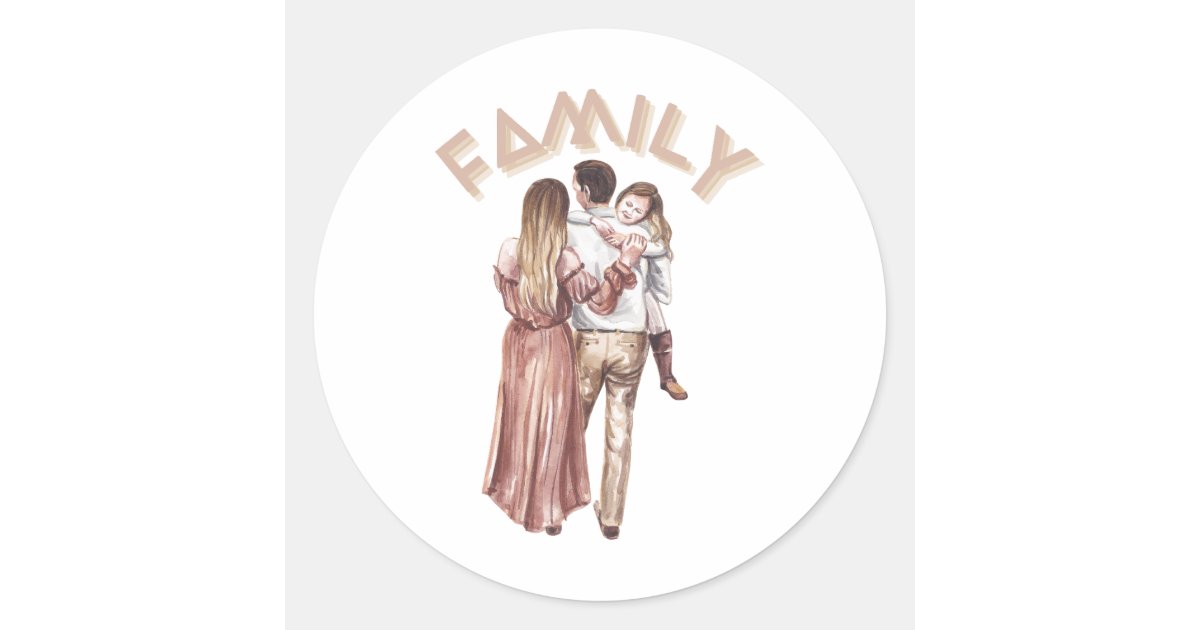 Mom, Dad And Daughter Sticker | Zazzle