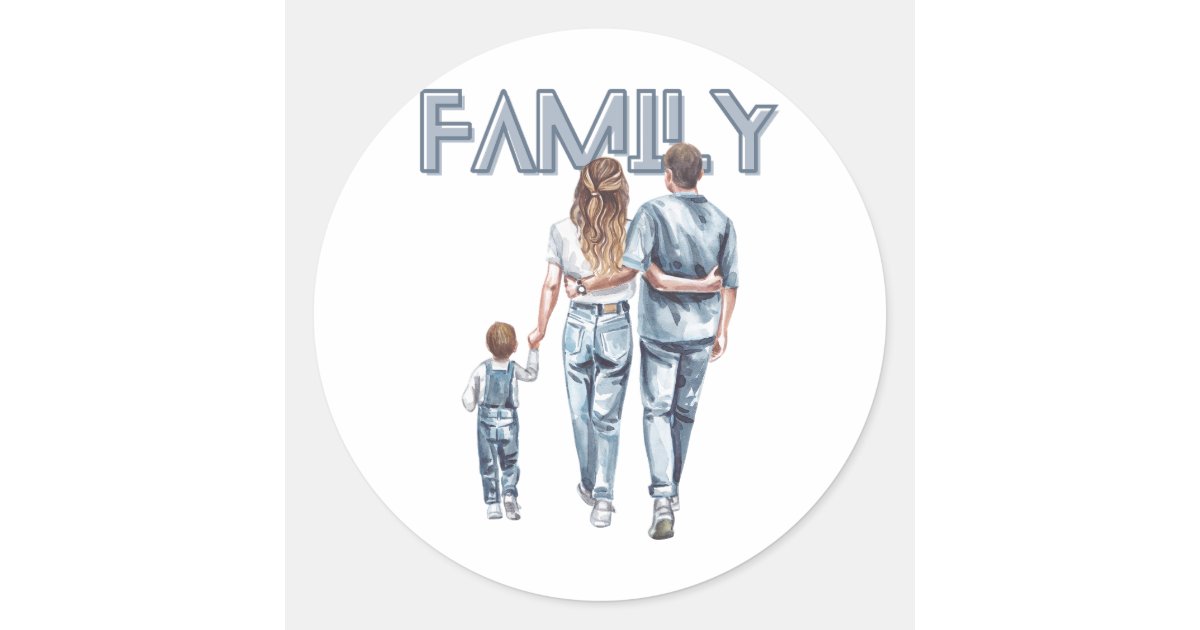 Mom, Dad And Son Sticker | Zazzle