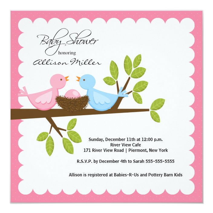 Mom & Dad Birds with Baby Bird Baby Shower Invitation | Zazzle.com